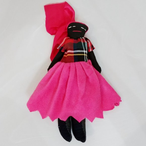 Accents | Vintage Handmade Jamaican Island Cloth Rag Doll Plaid Top W ...